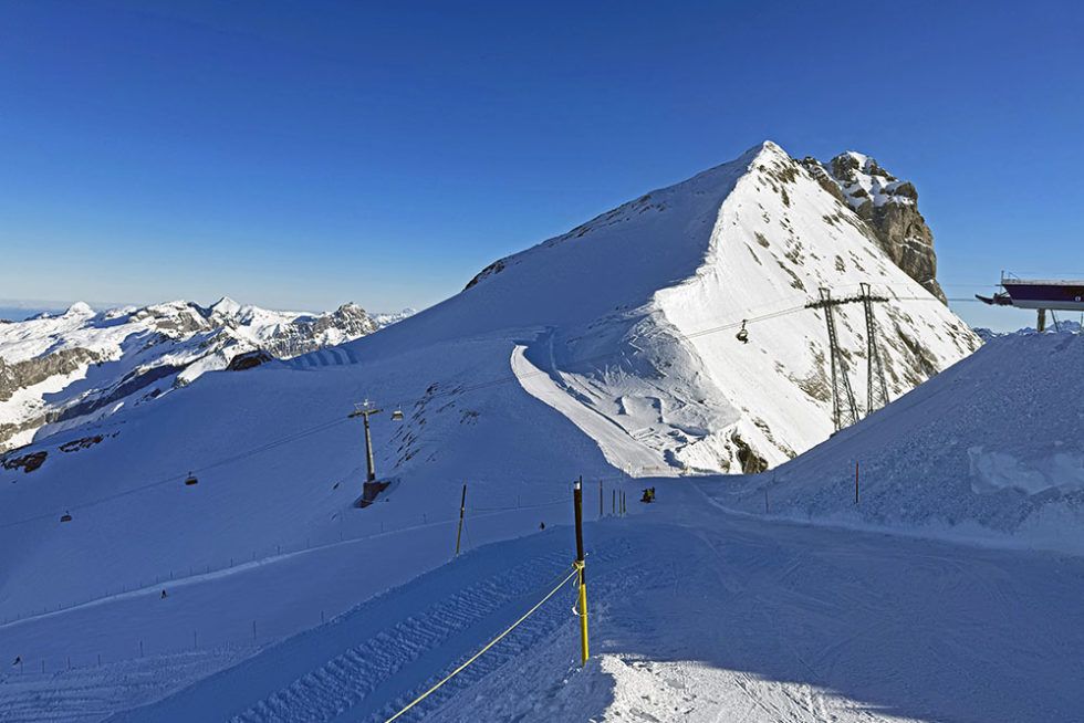 Winter sports in the Swiss ski resort of Engelberg-Titlis – silver ...